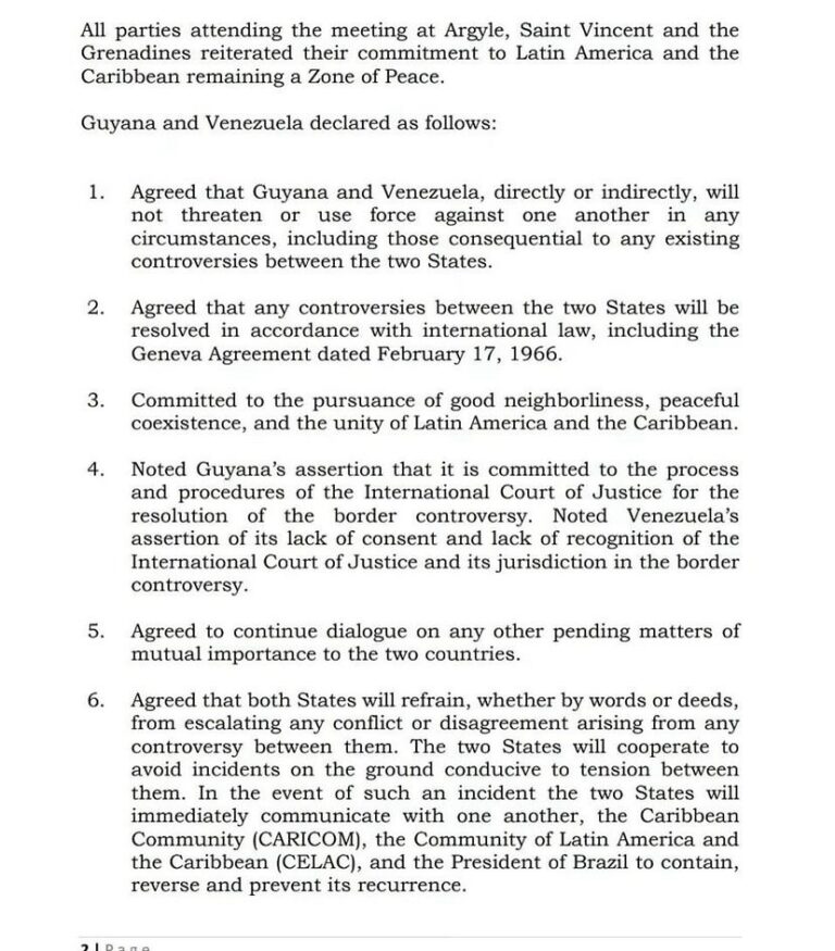 Joint Declaration between Guyana and Venezuela - Energy Analytics ...